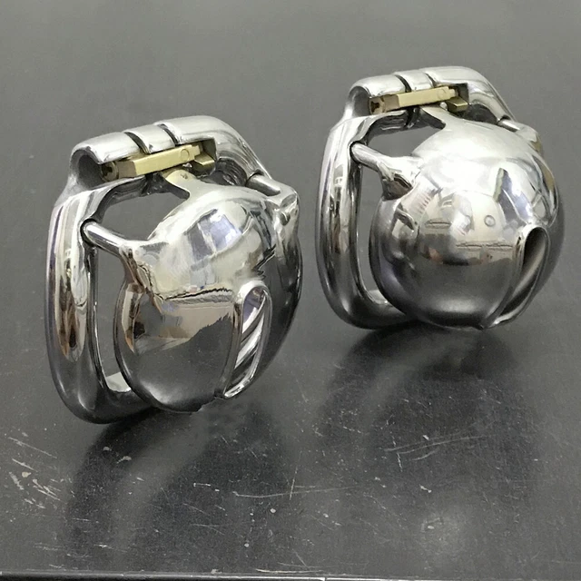 STAINLESS STEEL MALE Chastity Device Super Small Cage Men Metal Locking ...