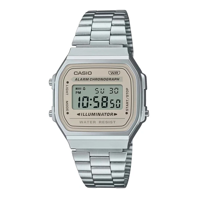 CASIO VINTAGE ICONIC A168Wa-8A Silver Grey Stopwatch Digital Alarm Wr ...