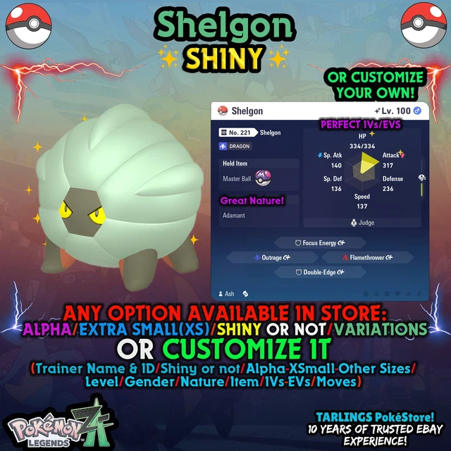 POKEMON LEGENDS ZA 🦖 Shelgon SHINY LVL100 🎗️ BATTLE READY 🎗️ IVs/EVs ...