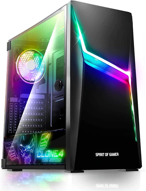 BOITIER PC GAMER RGB, Tour Moyen Gaming Vide, Compatible ATX/MATX/ITX ...
