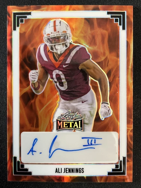 ALI JENNINGS 2024 Leaf Draft Metal FIRE RC recrue voiture /9 Virginia ...