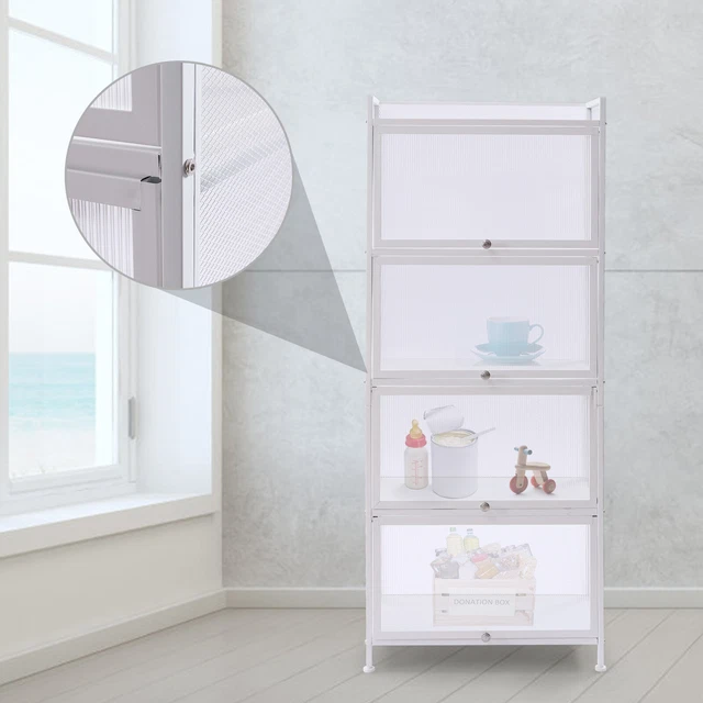 4 TIER STORAGE Cabinet Kitchen Buffet Pantry Sideboard Stand Organizer ...