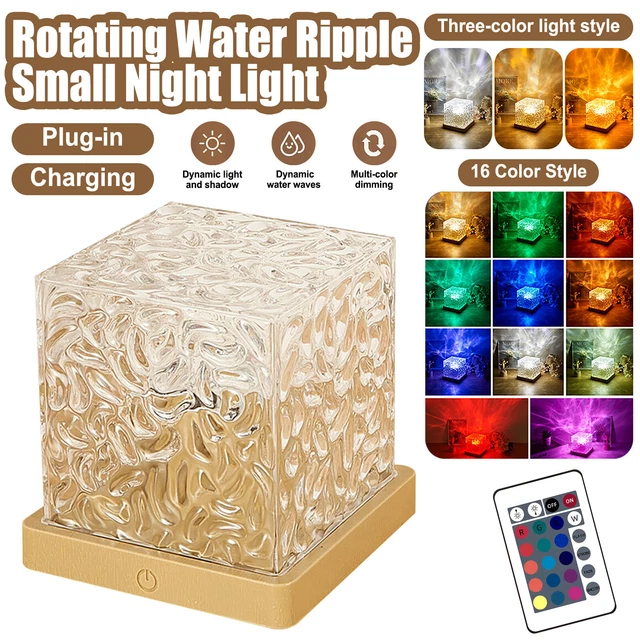 CUBE NORTHERN LIGHTS Water Wave Night Light RGB w/ Remote LED ...
