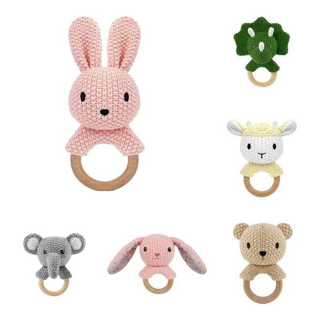 BABY PLUSH KNITTED Animal Rattles With Soft Pp Cotton For Newborn ...