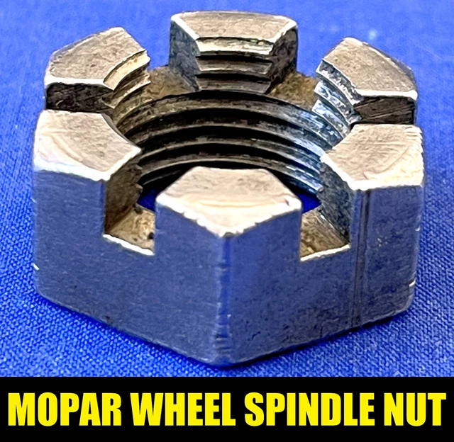 VINTAGE NOS FRONT WHEEL SPINDLE 3 4 16 CASTLE NUT 1950s DODGE PLYMOUTH