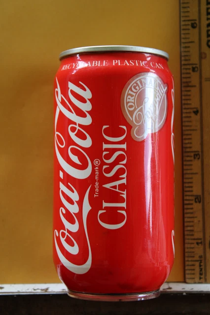 VINTAGE PLASTIC COCA Cola Classic Can Recyclable Petainer 12 oz Rare £9 ...