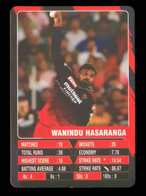 1 X CARD IPL Cricket Indian Premier League 2022 # Wanindu Hasaranga ≠ ...