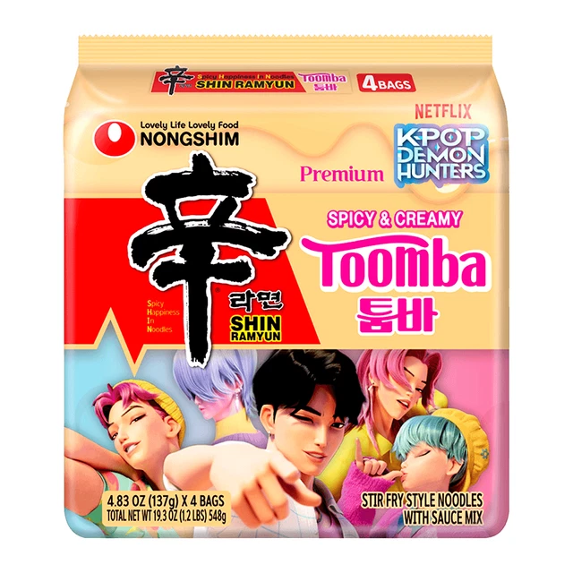 SAJA BOYS JINU K-POP DEMON HUNTERS Toomba Spicy Creamy Ramen (4-Pack ...
