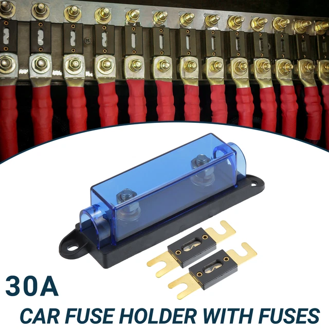 AUTO BLADE FOR MEGA/AMG Fuse Holder 30A with 2 Fuses and Black Base 1 ...
