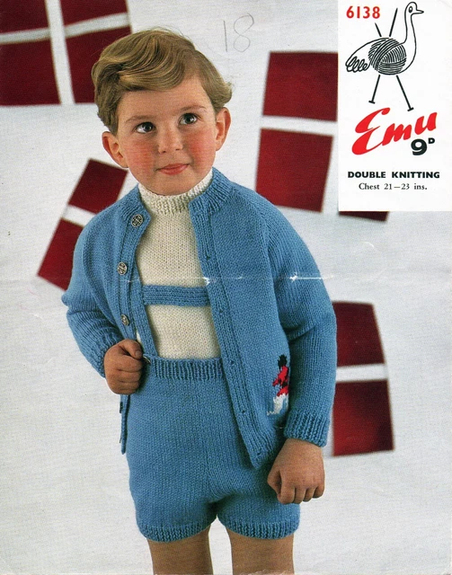 ~ VINTAGE 1960S Emu Knitting Pattern For Toddler's Jumper,Cardigan ...