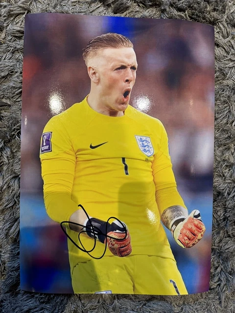 JORDAN PICKFORD SIGNED a4 photo England World Cup 2022 Everton ...