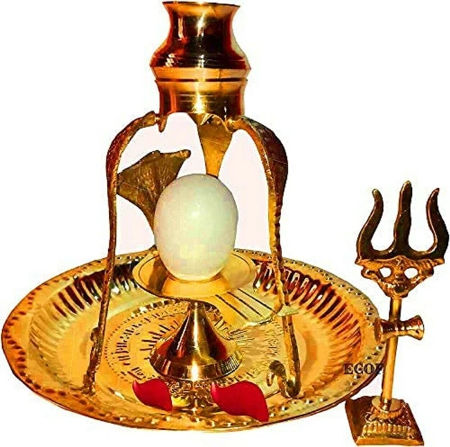 RUDRAKSHA BRASS TRISHUL Tripai Stand Kalash Lord Shiva Linga Statue £32 ...
