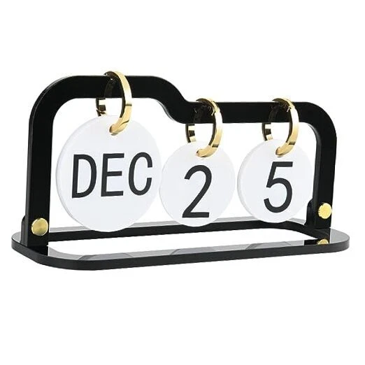 ACRYLIC PERPETUAL DESK Calendar 2024-2025 Standing Flip, Style B (Black ...