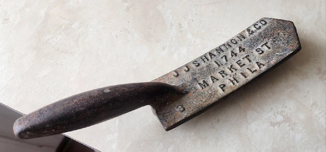 ANTIQUE CEMENT MASONRY Iron Hand Tool J. Jacob Shannon Phila. Pa ...