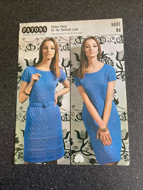 VINTAGE 1960'S PATONS Fiona Knitting Pattern - Ladies Shetland Look ...
