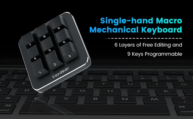 ONE HANDED MACRO Mechanical Keyboard With 9 Fully Programmable Key ...