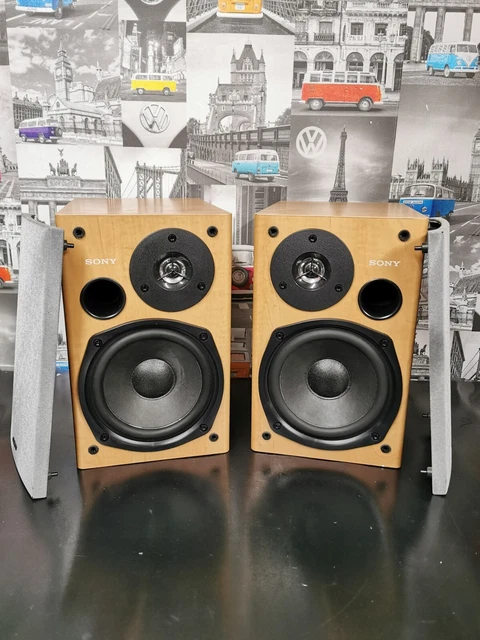 SONY SS-CP555S L+R Bookshelf Hi-Fi Stereo Speakers Wood Wooden Effect ...