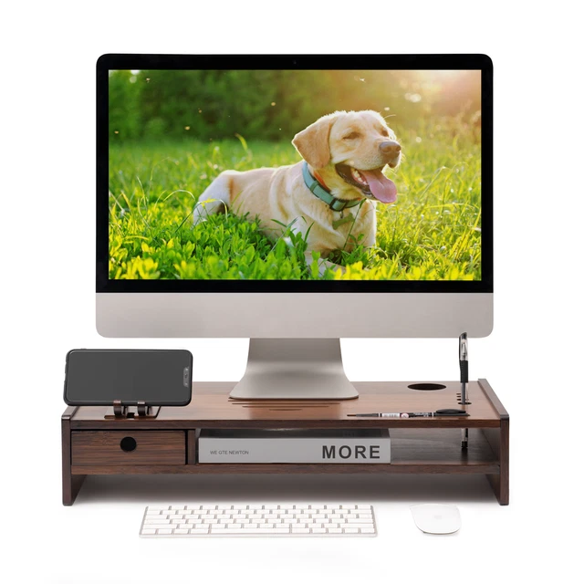 MONITOR STAND RISER Computer Monitor Stand Desktop Organizer w/Drawer ...