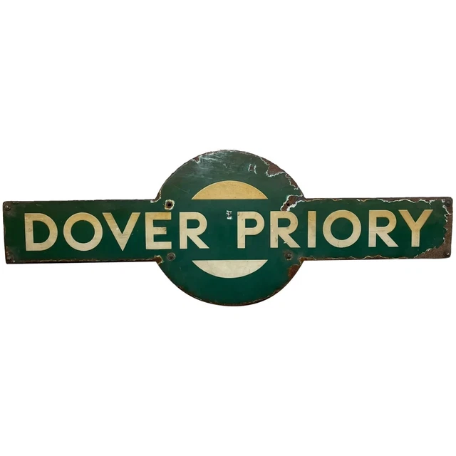 BRITISH 1940'S ENAMEL Southern Railway Target Sign From Dover Priory ...