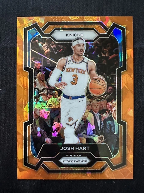 CARTA JOSH HART 2023-24 Panini Prizm Knicks SP Crackata Arancione Ice ...