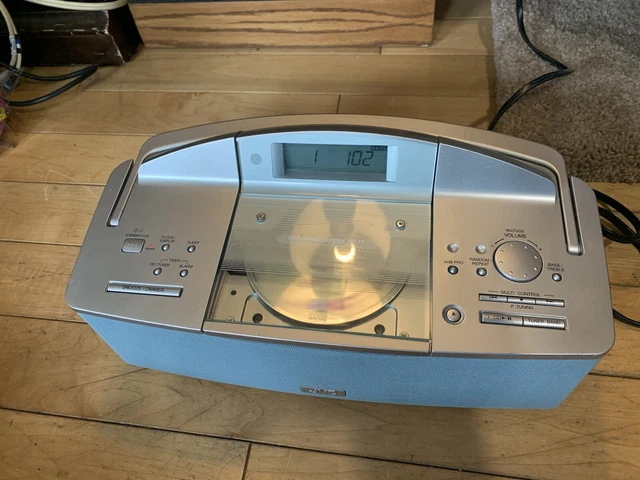JVC CD PLAYER Boombox Clock Radio. Beautifull Blue Visible Spin Tested ...