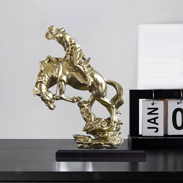 SCULPTURE DE COWBOY, Statue équestre de Cowboy pour paysage, table de ...