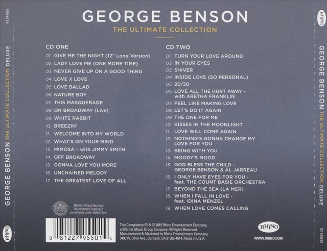 GEORGE BENSON ULTIMATE Collection [Édition Deluxe] Cd Neuf EUR 31,14 ...