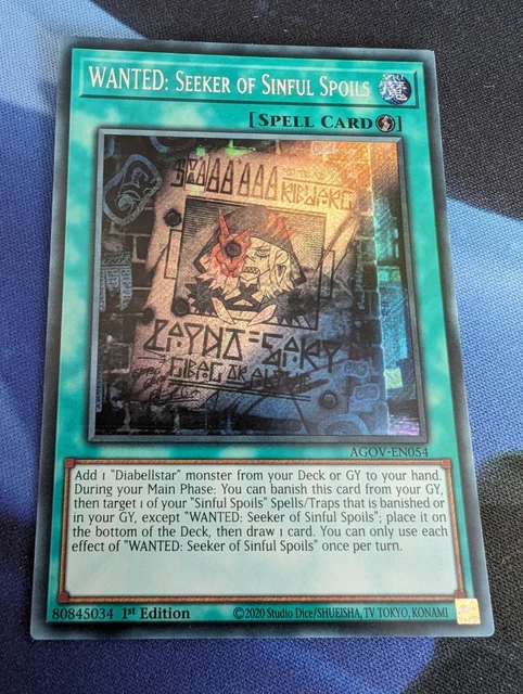 YUGIOH! WANTED: SEEKER of Sinful Spoils AGOV-EN054 Secret Rare 1st Edition £80.74 - PicClick UK