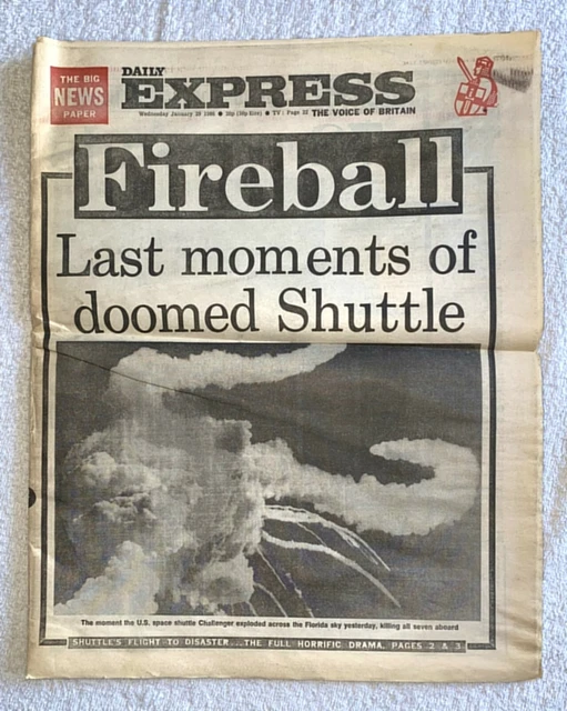 RARE DAILY EXPRESS NASA challenger Space shuttle Disaster STS 51, Jan ...