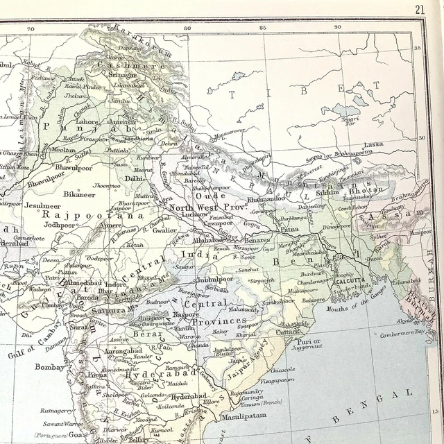 ANTIQUE MAP OF India Indian Sub Continent Central Provinces Old ...