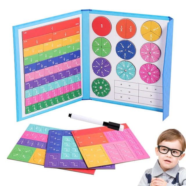 MAGNETIC MATH MANIPULATIVES Rainbow Tiles Fraction Strips Math ...