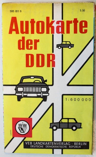 28868A GROSSE LANDKARTE Autokarte der DDR 1:600.000 1964 VEB Landkarten ...