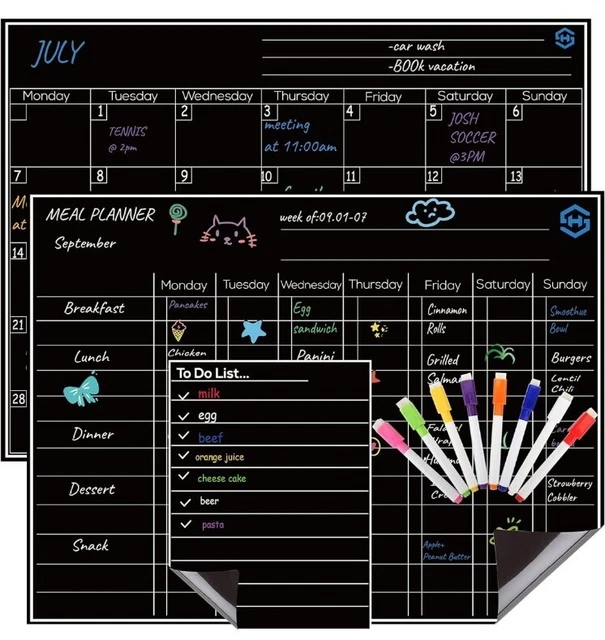 MAGNETIC CHORE CHART Calendar & To-Do List For Fridge Dry Erase Kids ...