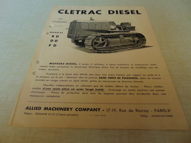 Prospectus Brochure Tracteur Chenille Celtrac Diesel Bd Dd Fd Eur 100