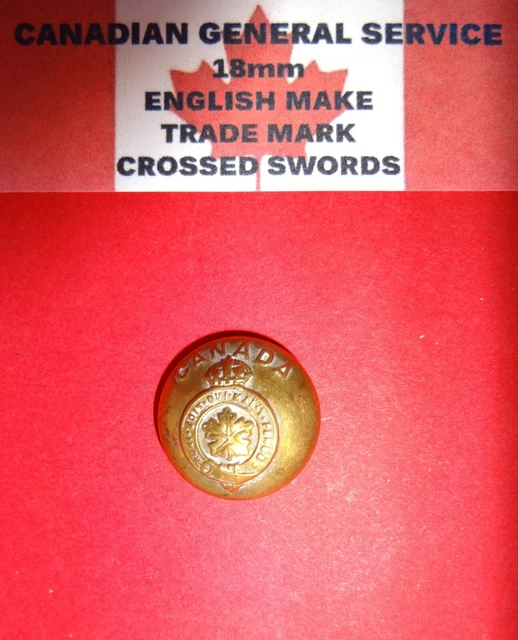 CANADIAN MILITARY GENERAL Service Uniform Button 18mm ENGLISH MAKE $9. ...