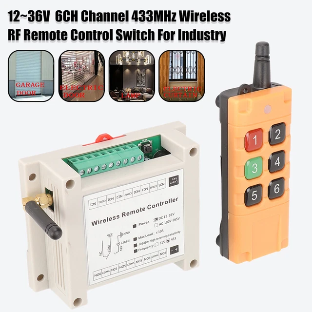 UNIVERSAL 433MHZ WIRELESS RF Remote Control Switch DC 12V 24V 36V 6CH ...