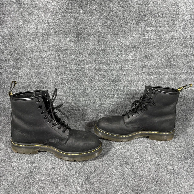 DR MARTENS BOOTS Mens Size 10 Slip Resistant Safety Work Black Leather ...