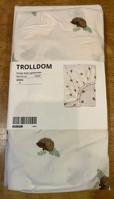 IKEA TROLLDOM FITTED cot sheet 60 x 120 cm Hedgehog pattern 005.143.87 ...