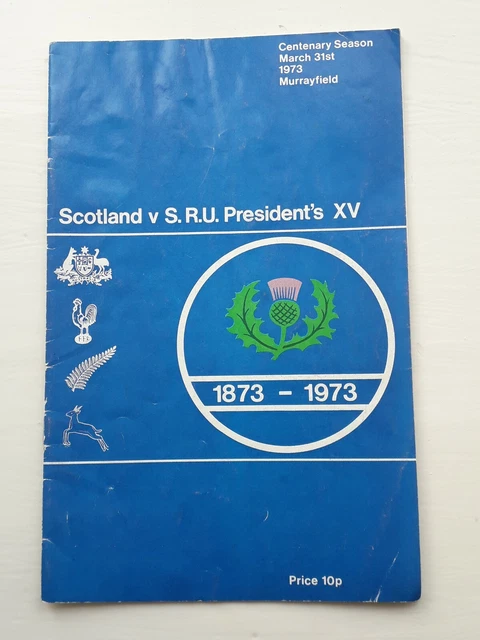 1973 SCOTLAND V Sru Presidents Xv Centenary Season International Rugby ...
