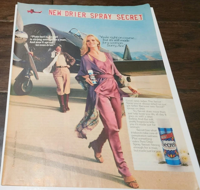 VINTAGE 1970'S SECRET Anti-Perspirant Drier Spray Magazine Print Ad £9. ...