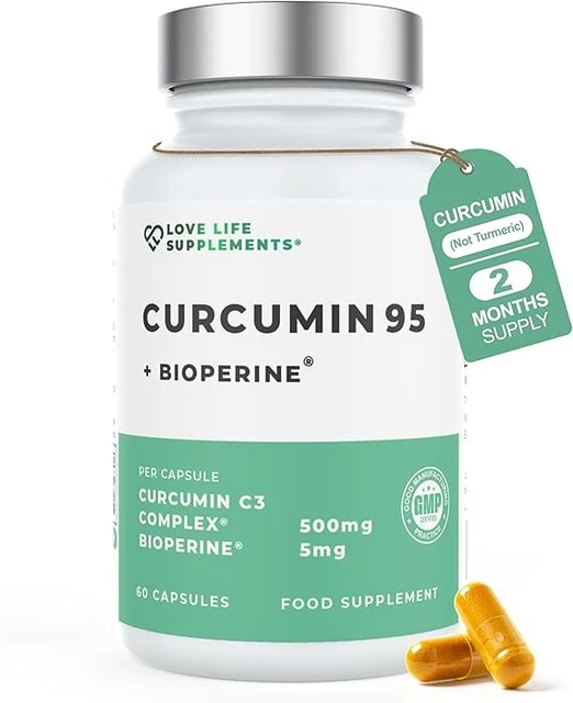 CURCUMIN 95 + Bioperine® by LLS | High Strength Turmeric Curcumin ...