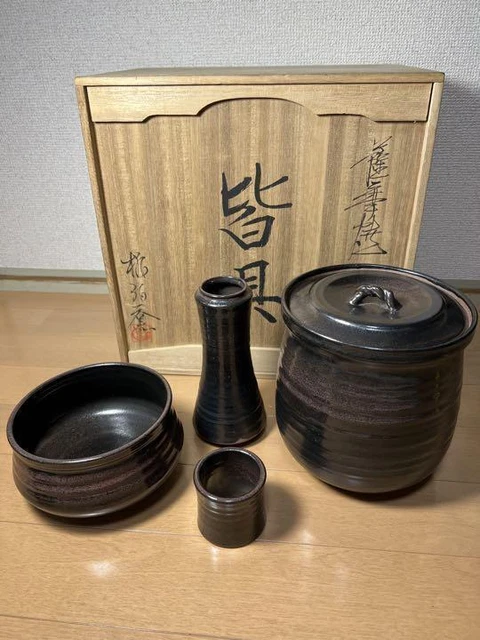 JAPANESE TEA CEREMONY Set Kaigu (Mizusashi Shakutate Kensui Futaoki ...