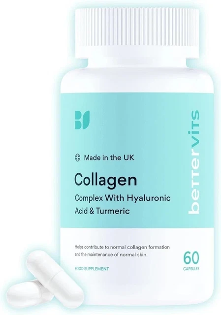 BETTERVITS COLLAGEN COMPLEX Hyaluronic Acid Turmeric 60 capsules £15.98 ...