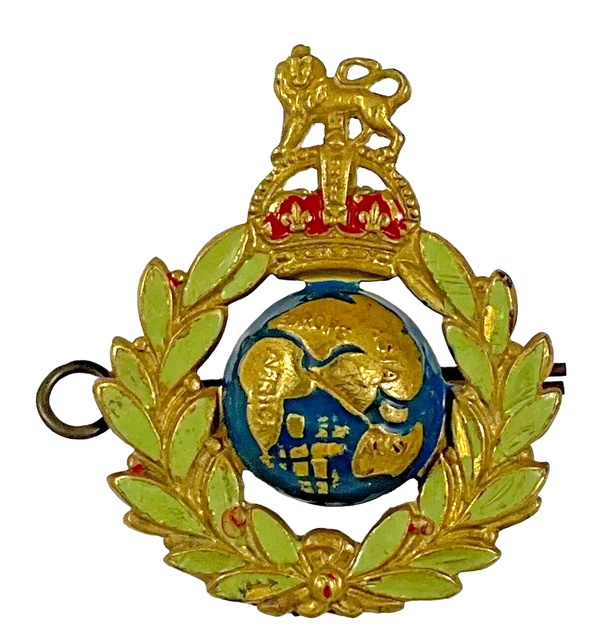 WORLD WAR TWO Kings Crown Royal Marines Enamelled Enamel Brass Cap ...