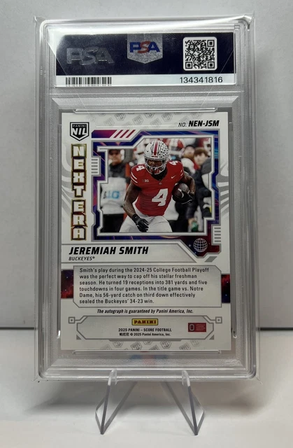 2025 PANINI SCORE Jeremiah Smith #NENJSM Next Era NIL Auto PSA 9 RC ...