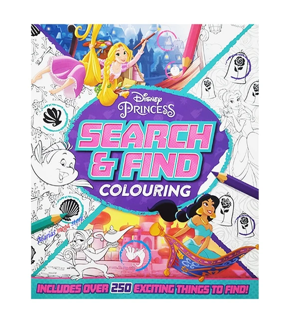 DISNEY PRINCESS COLOURING Book Search & Find Activity Book For Girls ...
