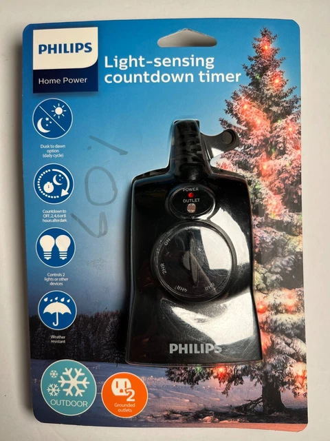 PHILIPS HOME POWER Light Sensing Countdown Timer Indoor Outdoor ...