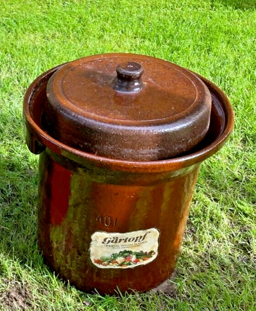 GÄRTOPF 10 LITER Original System Harsch mit Deckel und Steinen EUR 22 ...