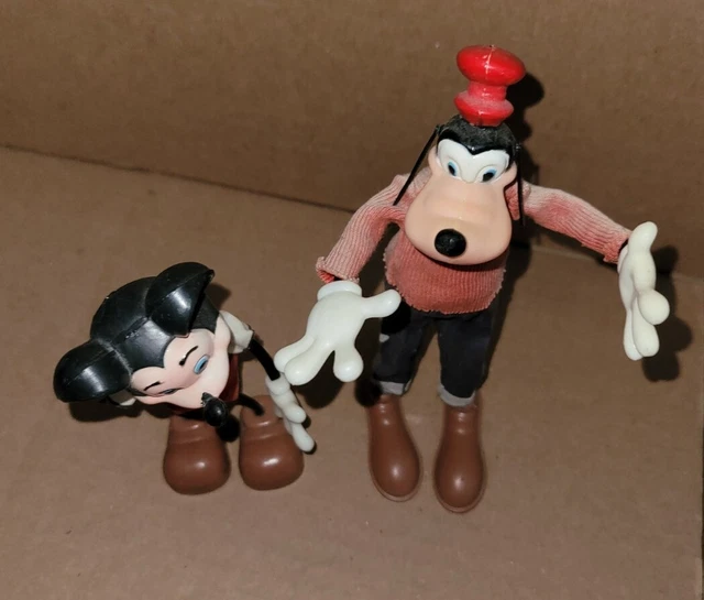 MICKEY MOUSE AND Goofy Figures Walt Disney Bendy Toys Marx Toys Circa ...