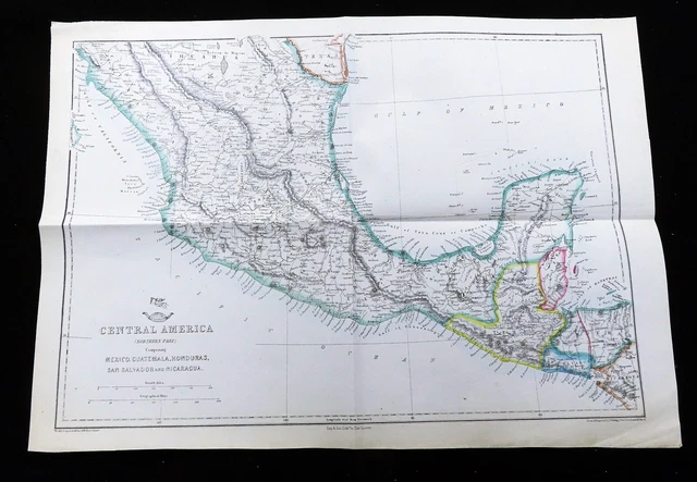 ANTIK MAP OF Central America Mexico Guatemala Honduras San Salvador ...